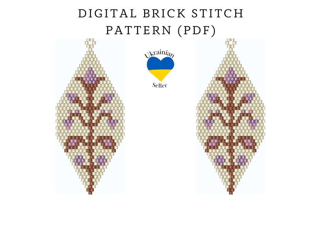 Folk Tulip Bead Earrings Pattern Pdf|native Floral Brick Stitch Seed ...