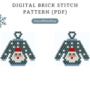 Ugly Sweater Bead Earrings Pattern Pdf | Christmas Brick Stitch Seed ...