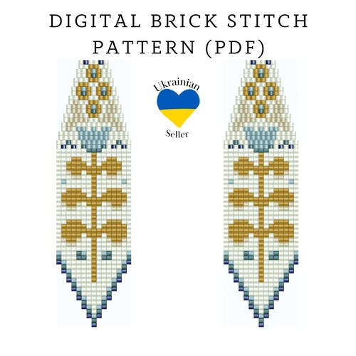 Folk Tulip Bead Earrings Pattern Pdfflower Brick Stitch Seed - Etsy