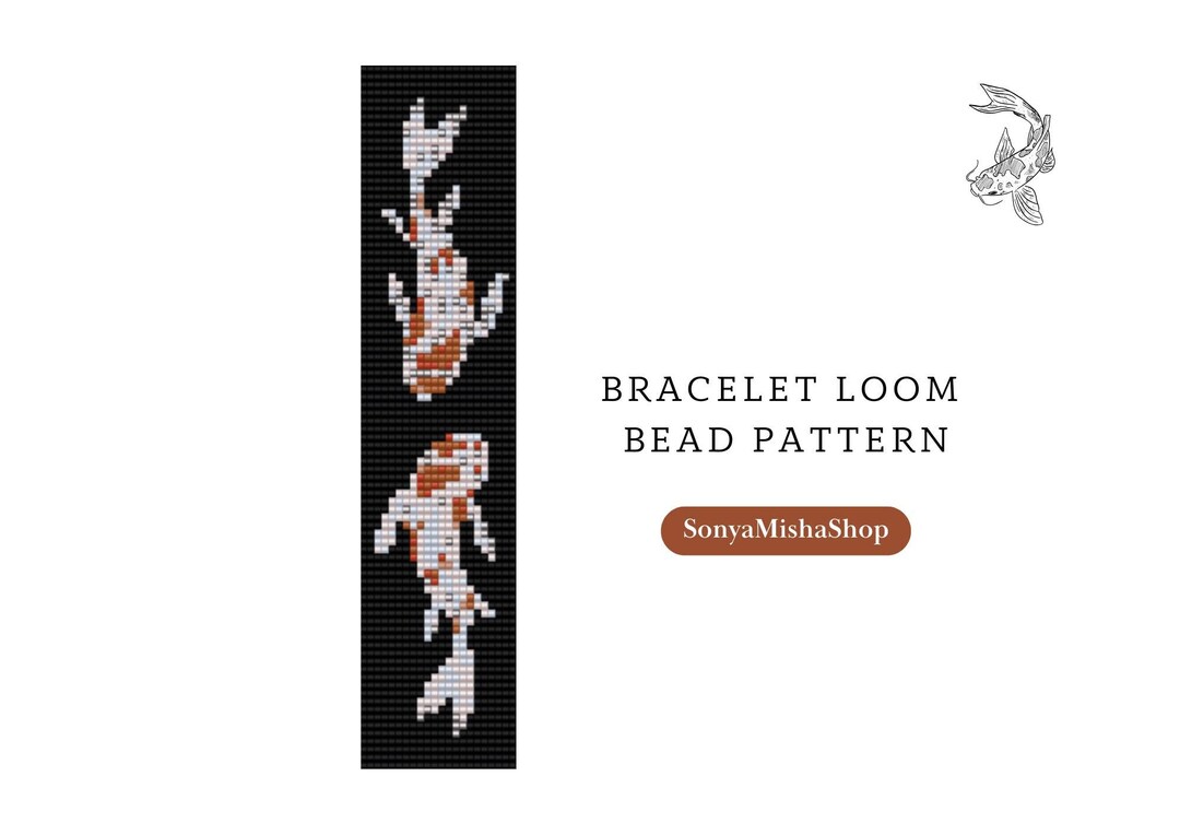 Koi Fish Bead Bracelet Loom Pattern Pdf Japan Loom Stitch Pattern Asian ...