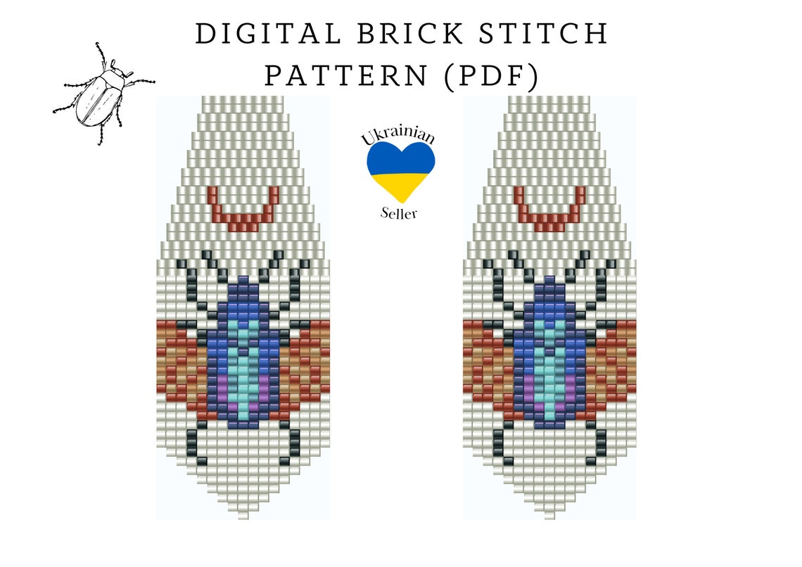 Beetle Bead Earrings Pattern Pdfbrick Stitch Seed Bead - Etsy