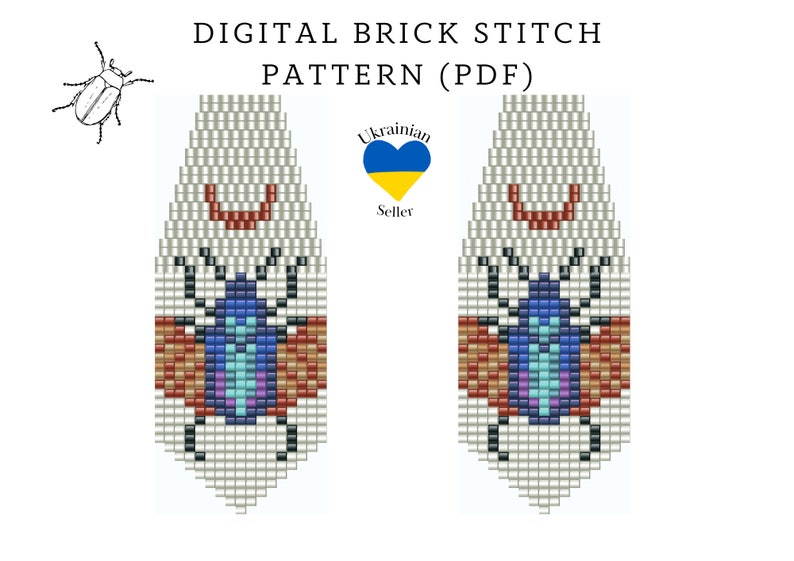 Beetle Bead Earrings Pattern Pdfbrick Stitch Seed Bead - Etsy