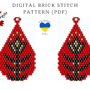 Folk Bead Earrings Pattern Pdf|native Floral Brick Stitch Seed Bead ...