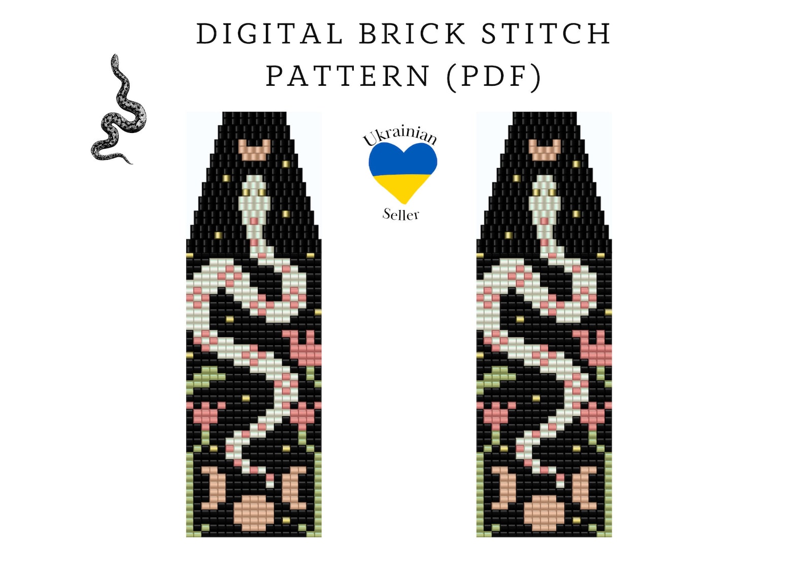 Flower Snake Bead Earrings Pattern Pdffolk Brick Stitch Seed - Etsy