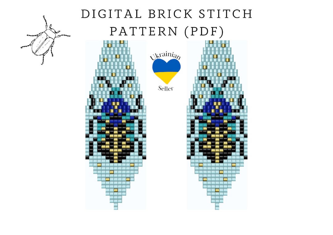 Beetle Bead Earrings Pattern Pdf|brick Stitch Seed Bead Digital Pattern ...