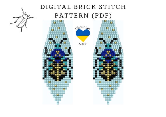 Beetle Bead Earrings Pattern Pdfbrick Stitch Seed Bead - Etsy