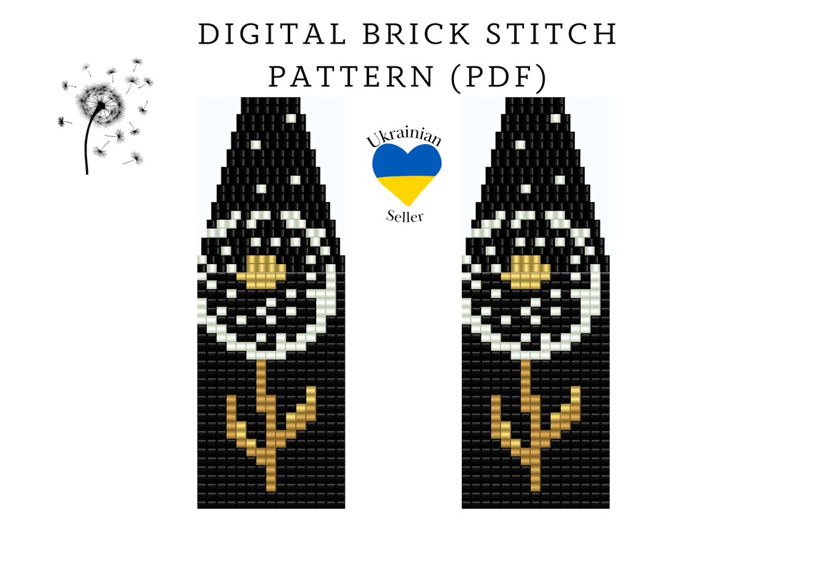 Dandelion Bead Earrings Pattern Pdf|flower Brick Stitch Seed Bead ...