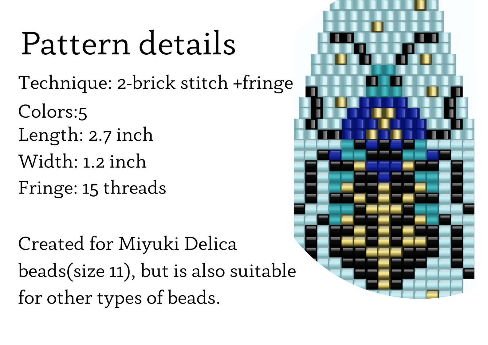 Beetle Bead Earrings Pattern Pdf|brick Stitch Seed Bead Digital Pattern ...