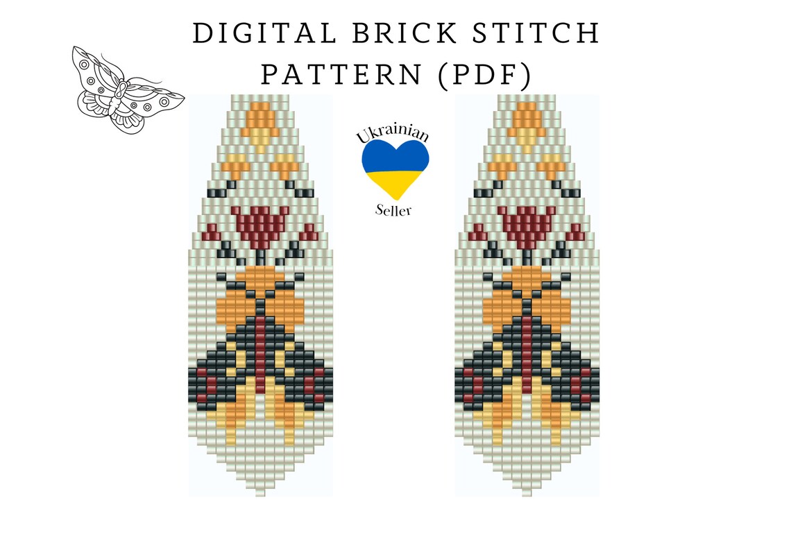 Moth Bead Earrings Pattern Pdfmoon Brick Stitch Seed Bead - Etsy