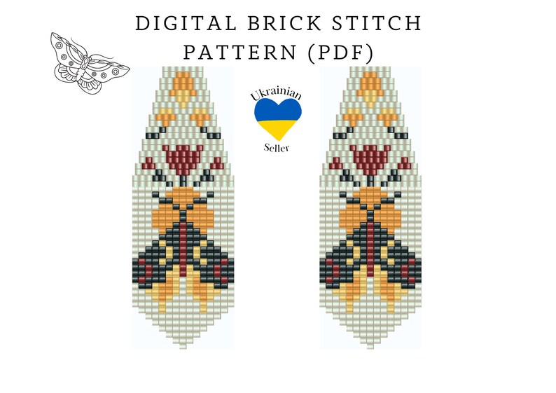 Moth Bead Earrings Pattern Pdfmoon Brick Stitch Seed Bead - Etsy