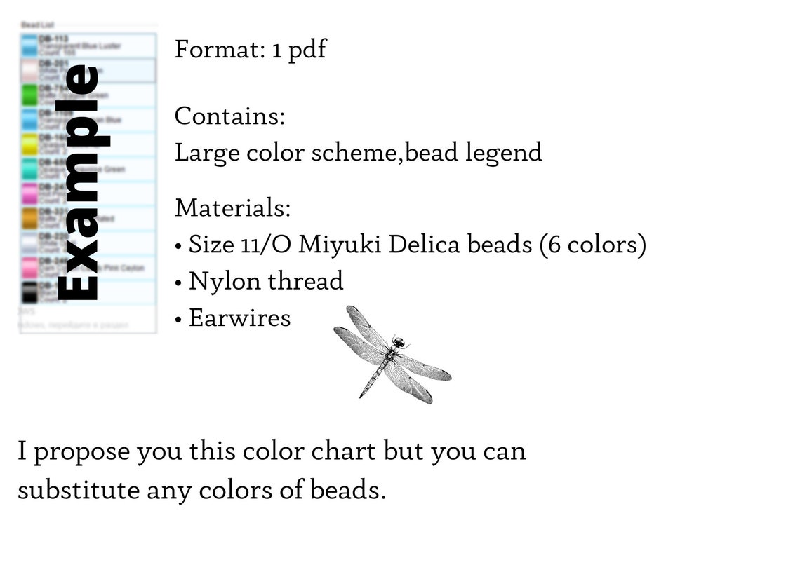 Dragonfly Bead Earrings Pattern Pdfflower Brick Stitch Seed - Etsy