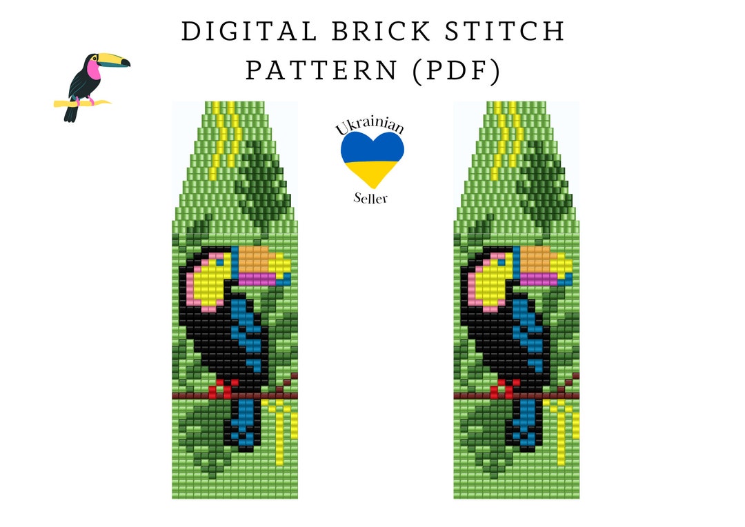 Tropic Toucan Bead Earrings Pattern Pdf|exotic Brick Stitch Seed Bead ...