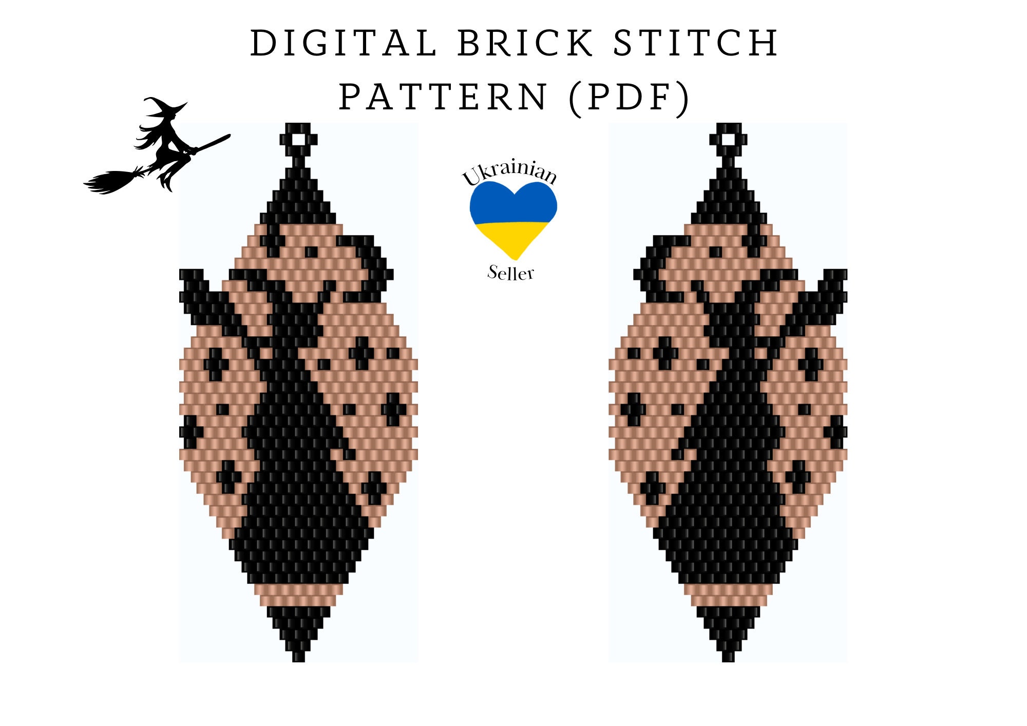 Halloween Witch Bead Earrings Pattern Pdf|scary Brick Stitch Bead ...