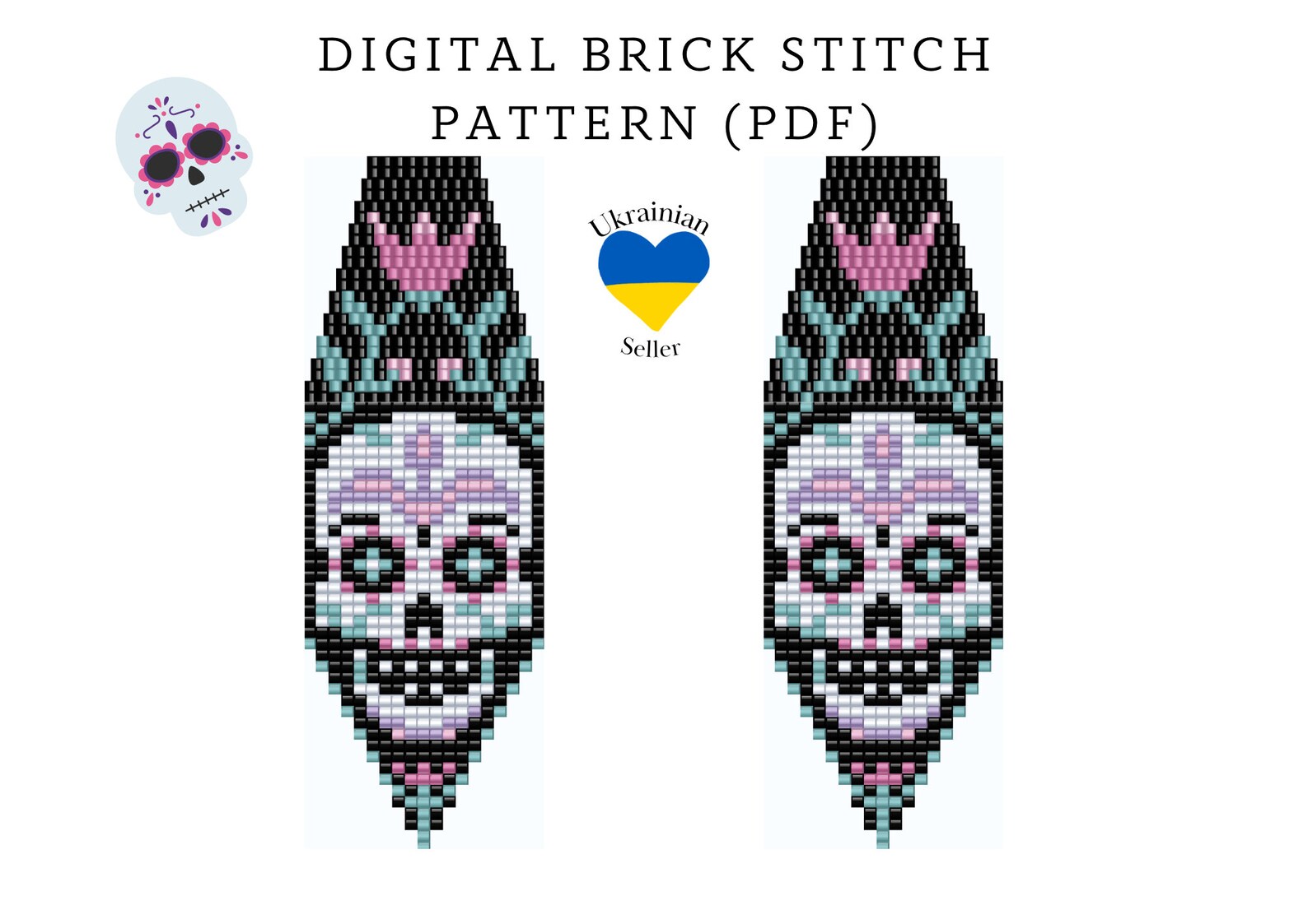 Sugar Skull Bead Earrings Pattern Pdf|brick Stitch Seed Bead Digital ...