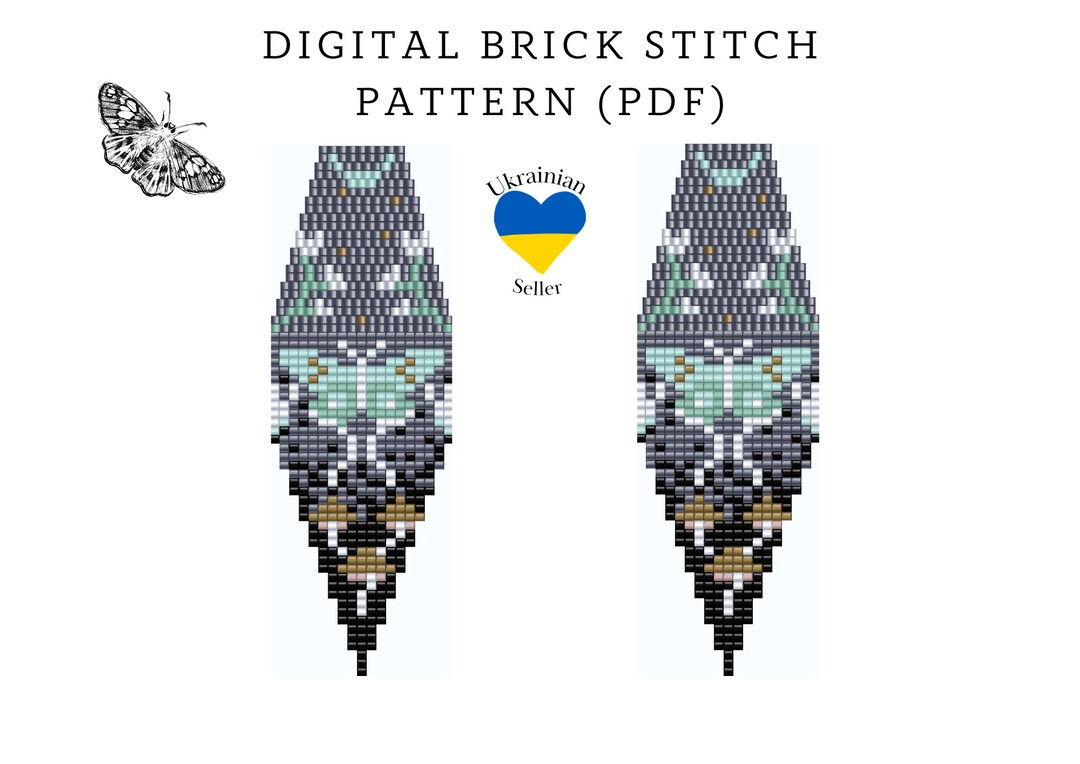 Mushroom Moth Bead Earrings Pattern Pdf|flower Brick Stitch Seed Bead ...