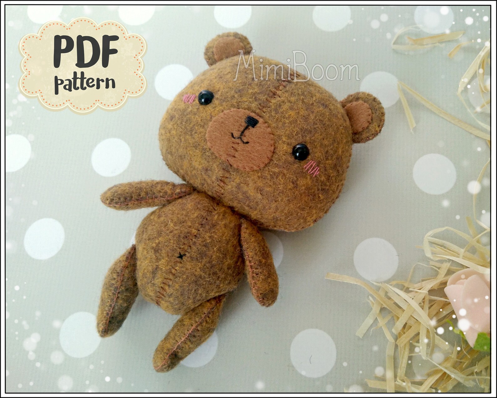 Cute Bear Teddy Style Pattern Felt Bear Sewing Pattern Bear - Etsy