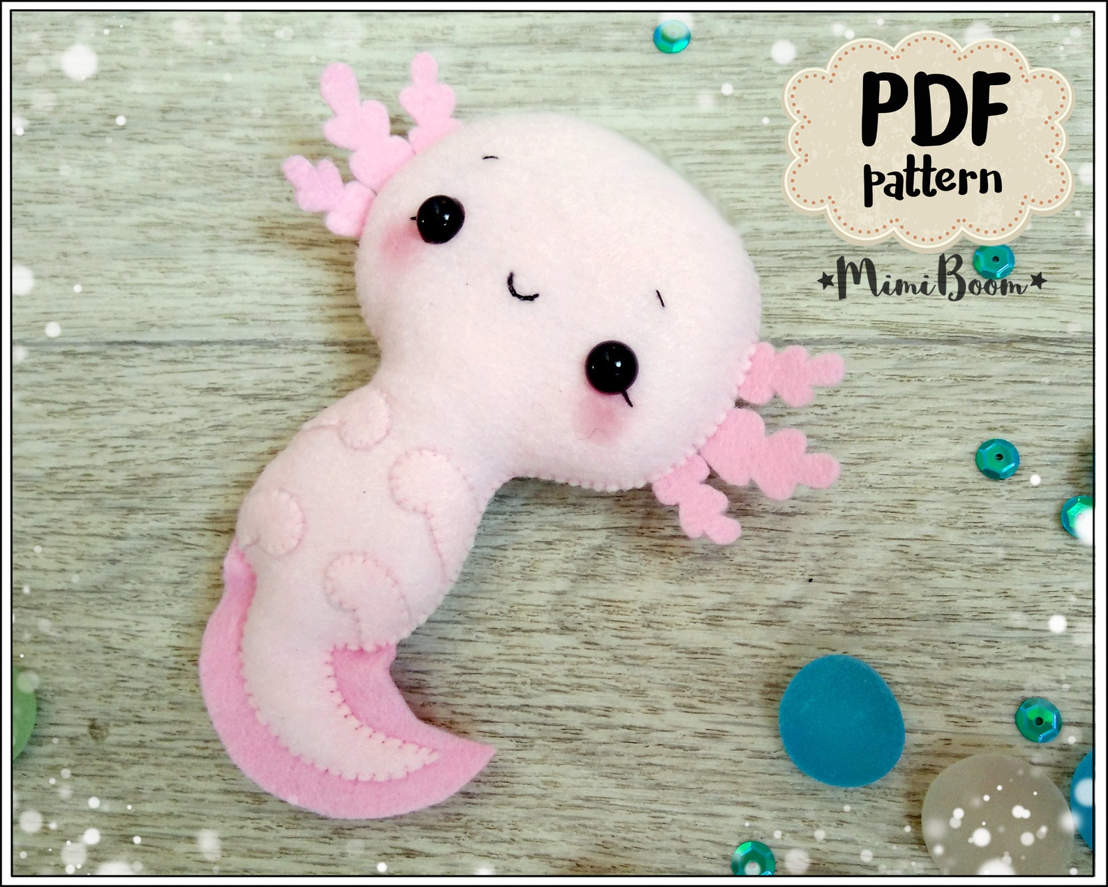 Felt Axolotl Pattern PDF Ocean Pattern Felt Cute Pattern | Etsy