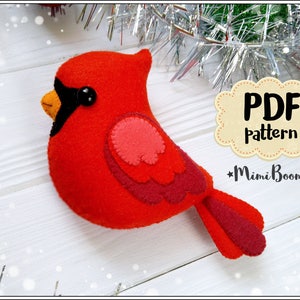 Felt Cardinal Christmas Sewing Pattern PDF: Bird Ornament Easy DIY ...
