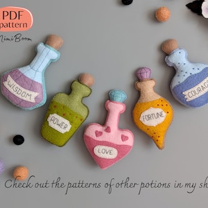 Easy Felt Pattern Love Potion Pattern Halloween Magical Potion Pattern ...