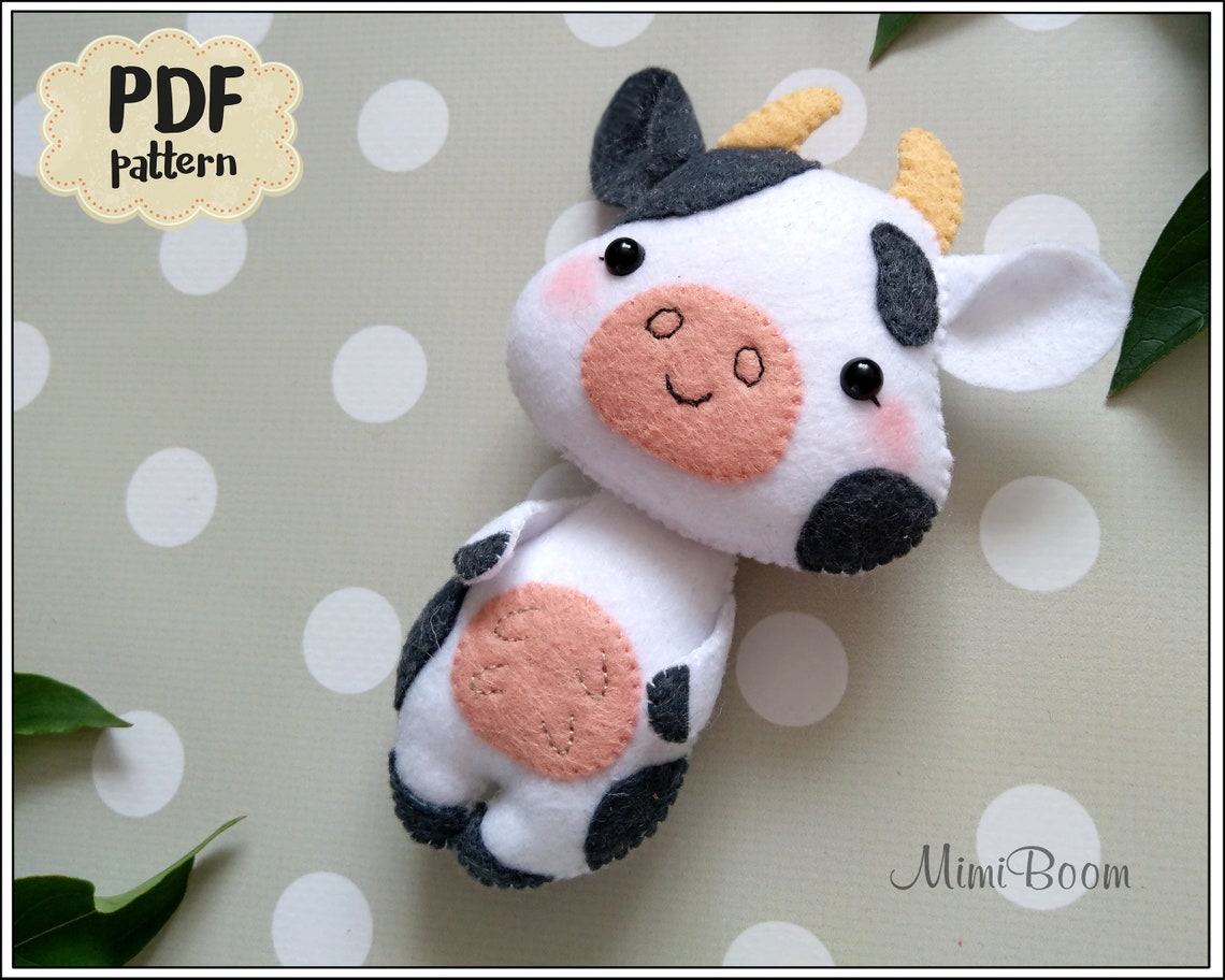 Cow Pattern Felt Sewing Pattern Cow PDF Tutorial Cow Plushie Pattern ...