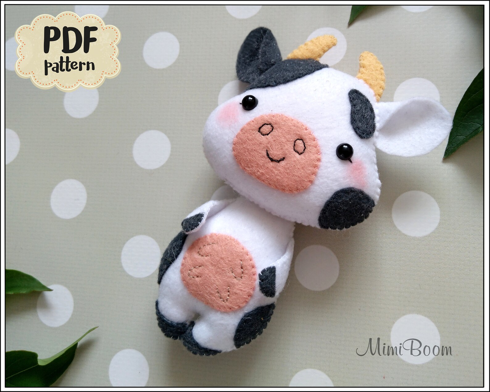 Cow Pattern Felt Sewing Pattern Cow PDF Tutorial Cow Plushie Pattern ...