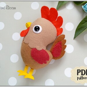 Rooster Ornament Pattern Felt Sewing Pattern Rooster PDF Tutorial ...
