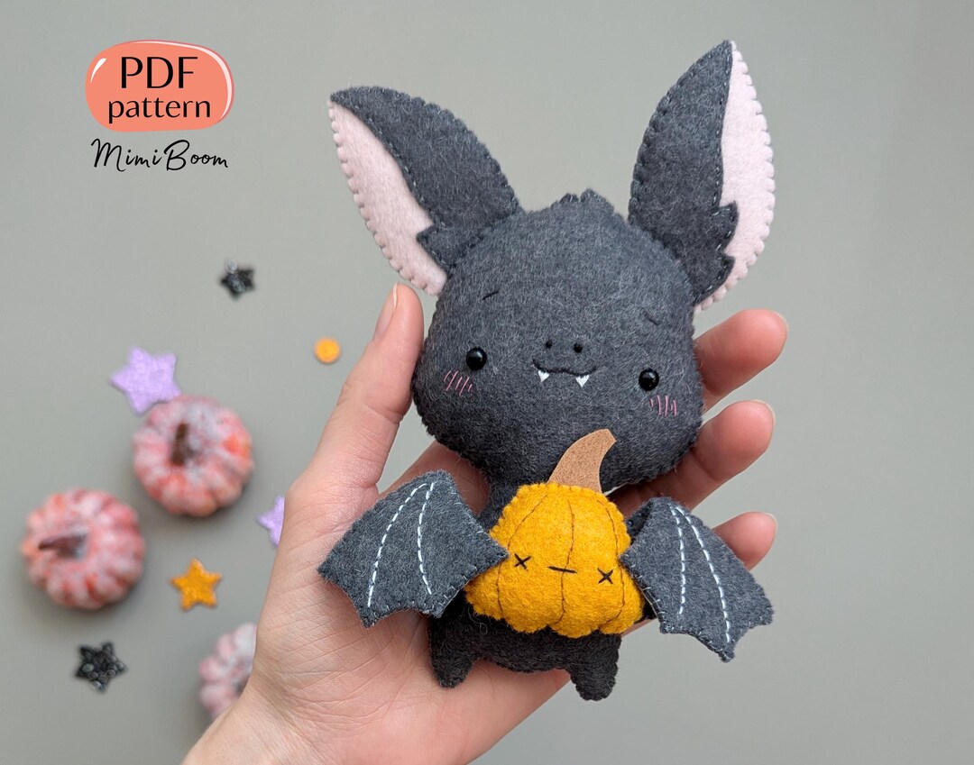 Cute Bat Pattern Felt Halloween Ornament Pattern PDF Halloween Plushie ...