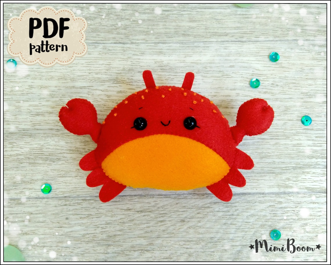 Crab Pattern Felt Ornament Easy Pattern PDF Ocean Pattern | Etsy