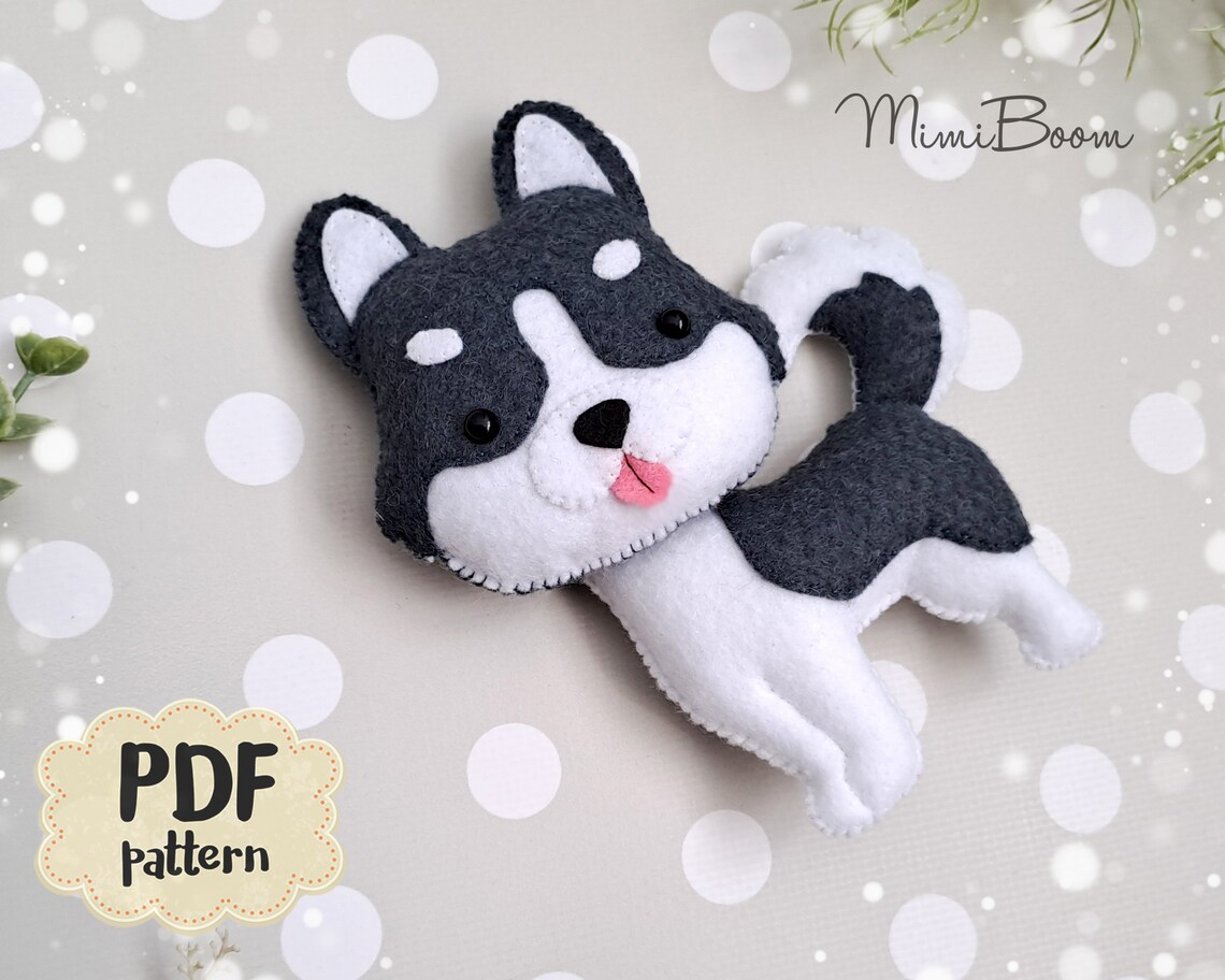 Siberian Husky Pattern Felt PDF Dogs Ornament DIY Easy Sewing Pattern ...