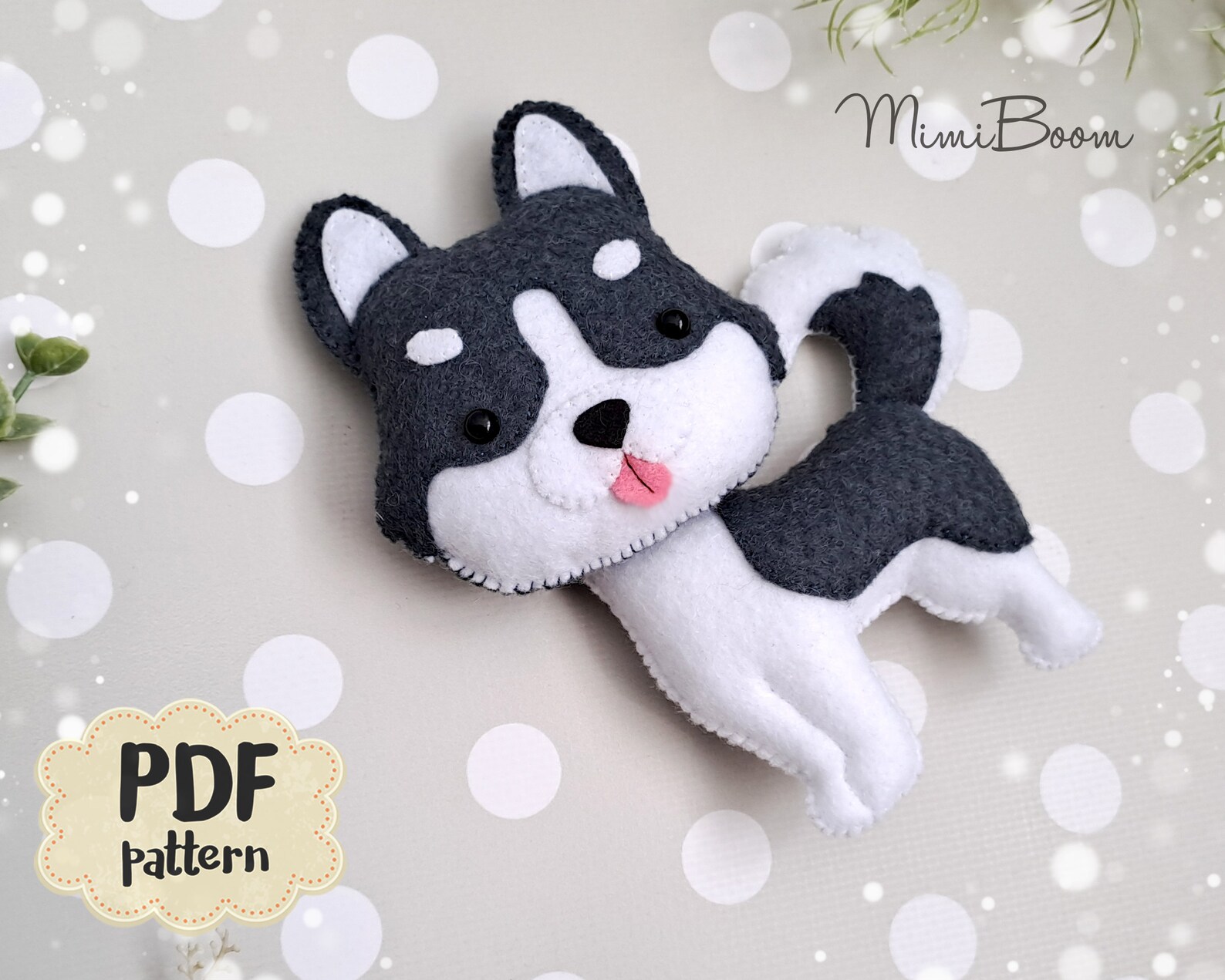 Siberian Husky Pattern Felt PDF Dogs Ornament DIY Easy Sewing Pattern ...