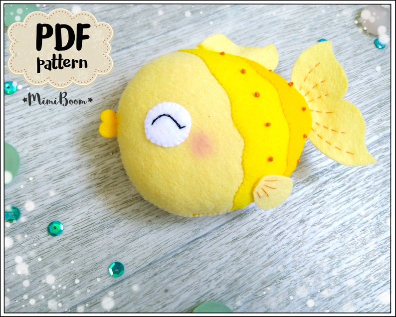 Cute Felt Fish PDF Pattern - Felt Goldfish Ornament Easy Sewing ...
