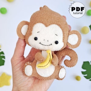 Felt Pattern Monkey - PDF Pattern Monkey - Felt Monkey Pattern - Pattern Jungle Animals ...