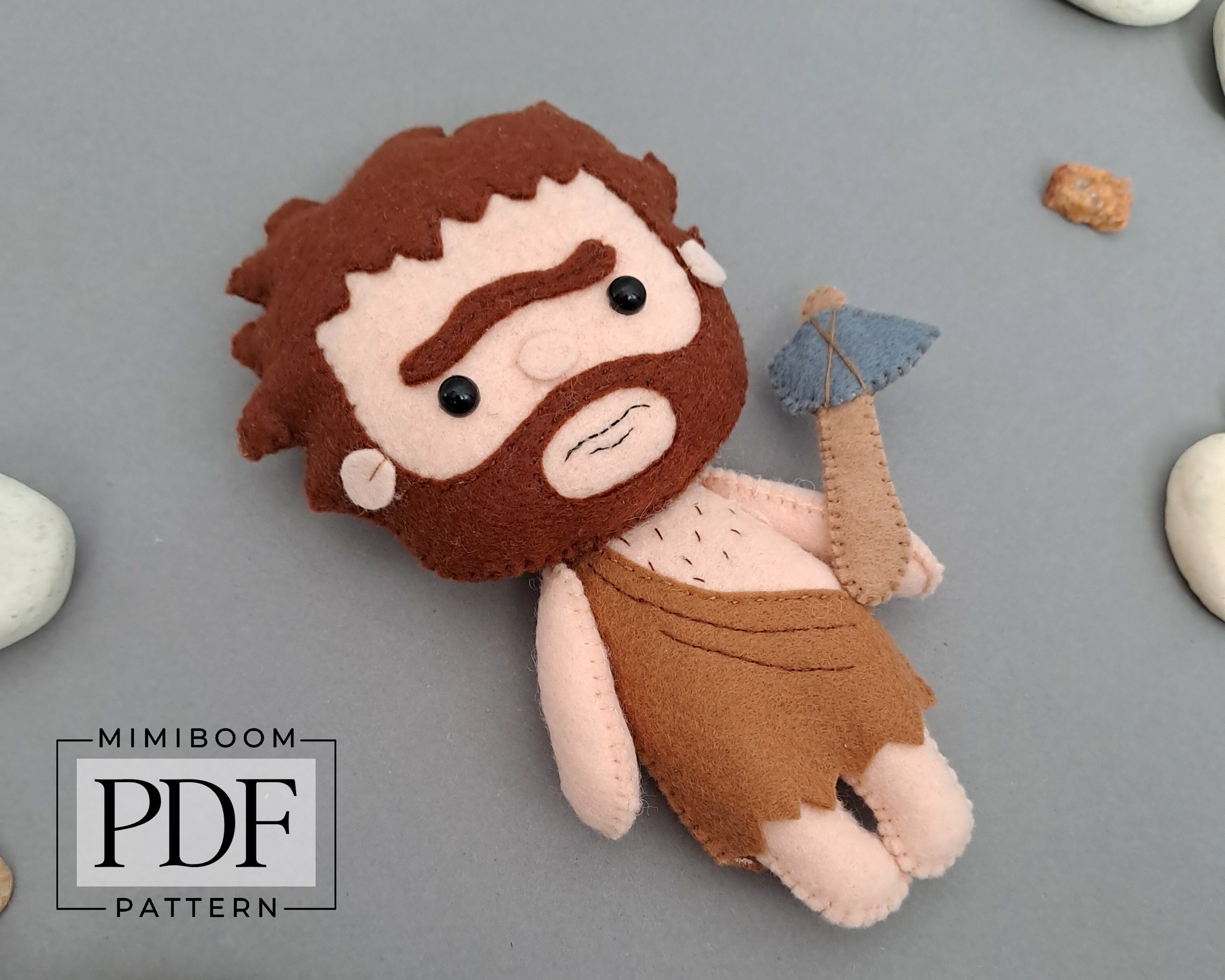Neanderthal Pattern PDF Neanderthal Toy Pattern Felt Sewing Pattern ...