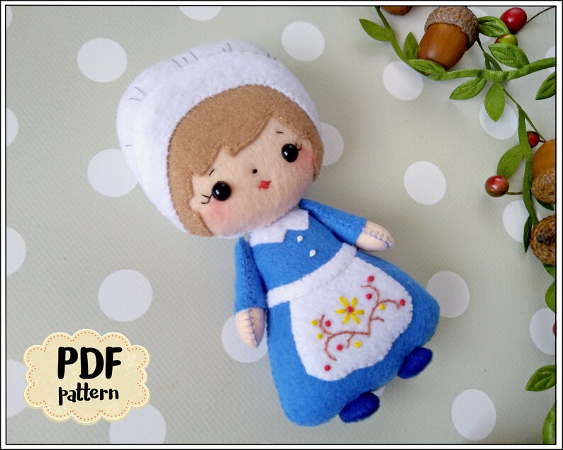 Thanksgiving Pattern Felt Pilgrim Pattern Thanksgiving Pilgrim Doll ...