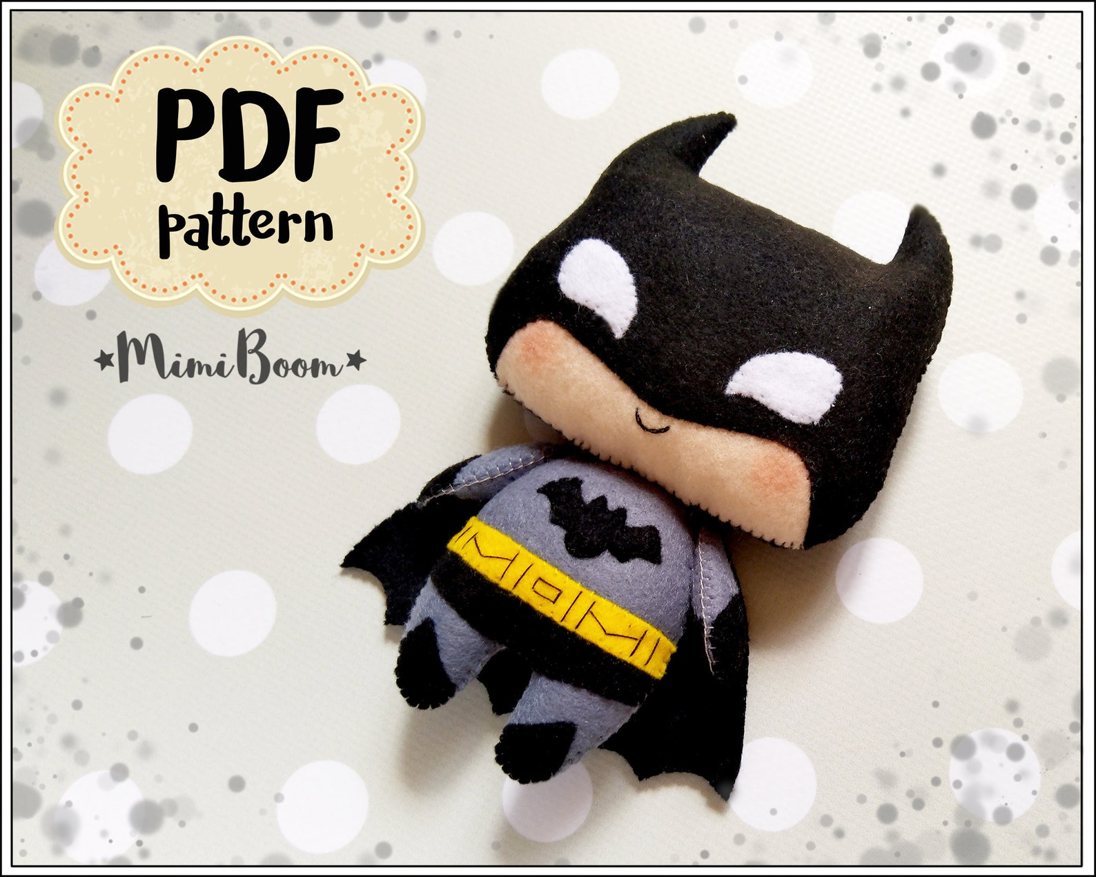 Cute Batman pattern felt Batman PDF pattern DC comics inspired | Etsy