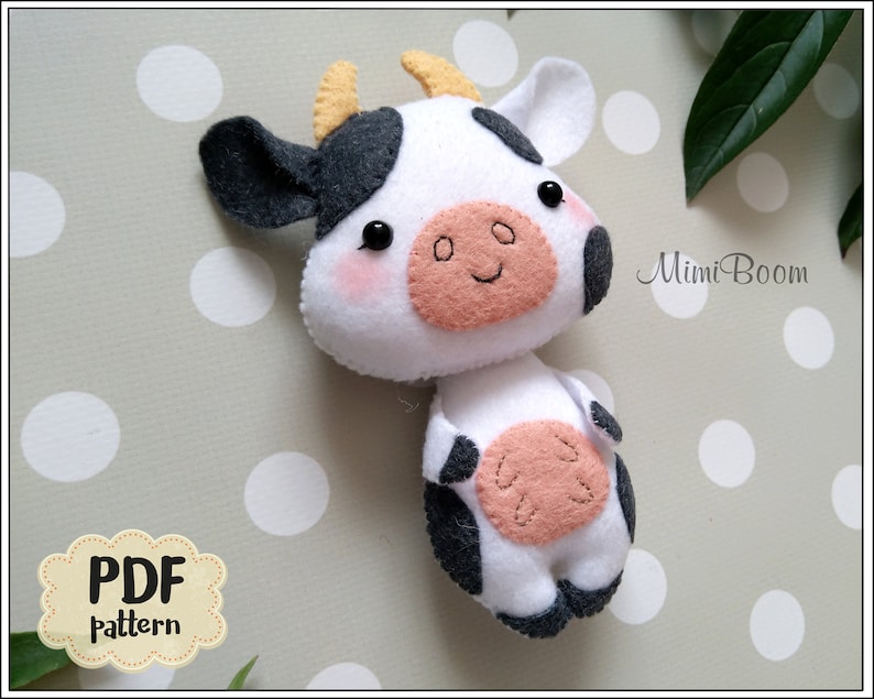 Cow Pattern Felt Sewing Pattern Cow PDF Tutorial Cow Plushie Pattern ...