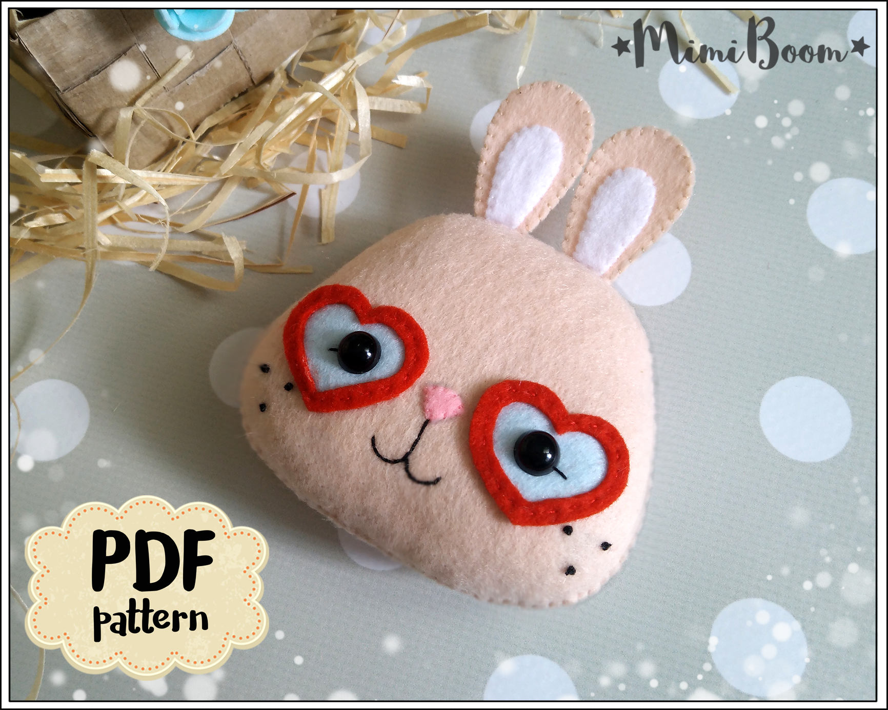 Felt bunny pattern Valentines day pattern Rabbit in love | Etsy