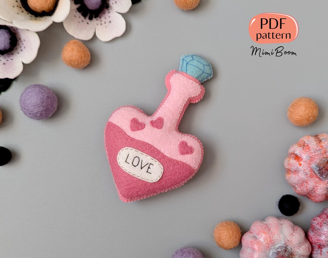 Easy Felt Pattern Love Potion Pattern Halloween Magical Potion Pattern ...