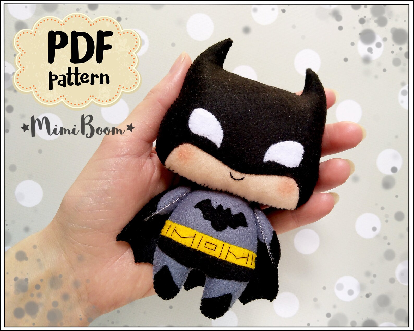 Cute Batman pattern felt Batman PDF pattern DC comics inspired | Etsy