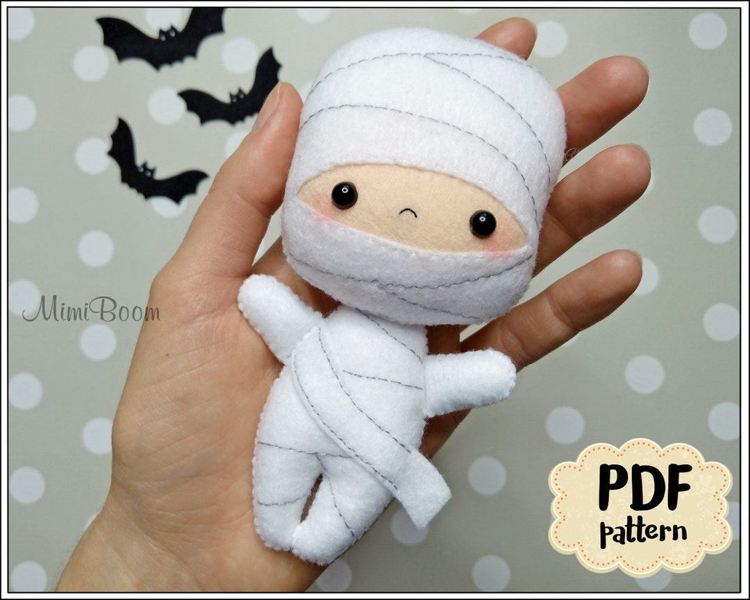 Felt Mummy Pattern Halloween Doll Pattern Mummy Ornament Halloween Cute ...