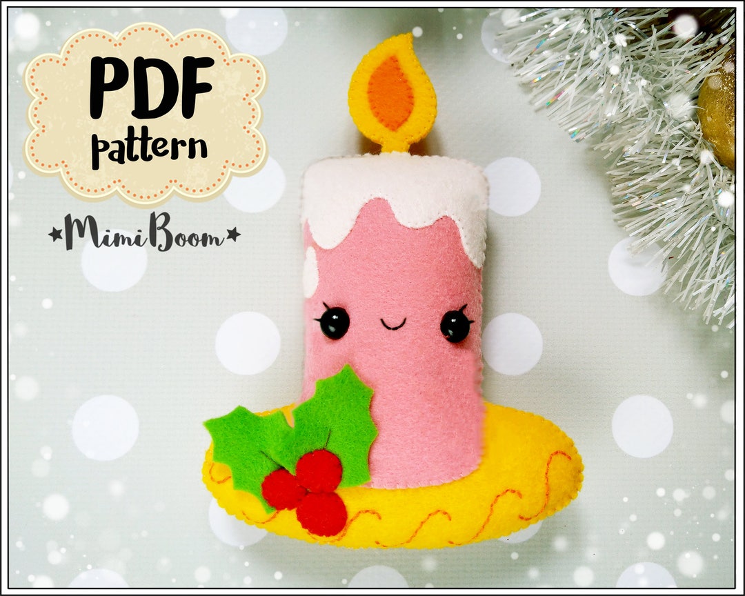 Christmas Pattern Candle Felt Pattern Christmas Ornaments Pattern PDF ...