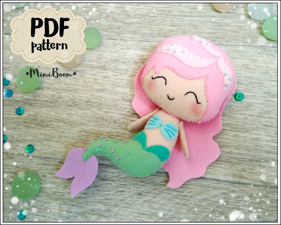 Felt Pattern Mermaid Cute Ornament Mermaid Sewing Pattern - Etsy