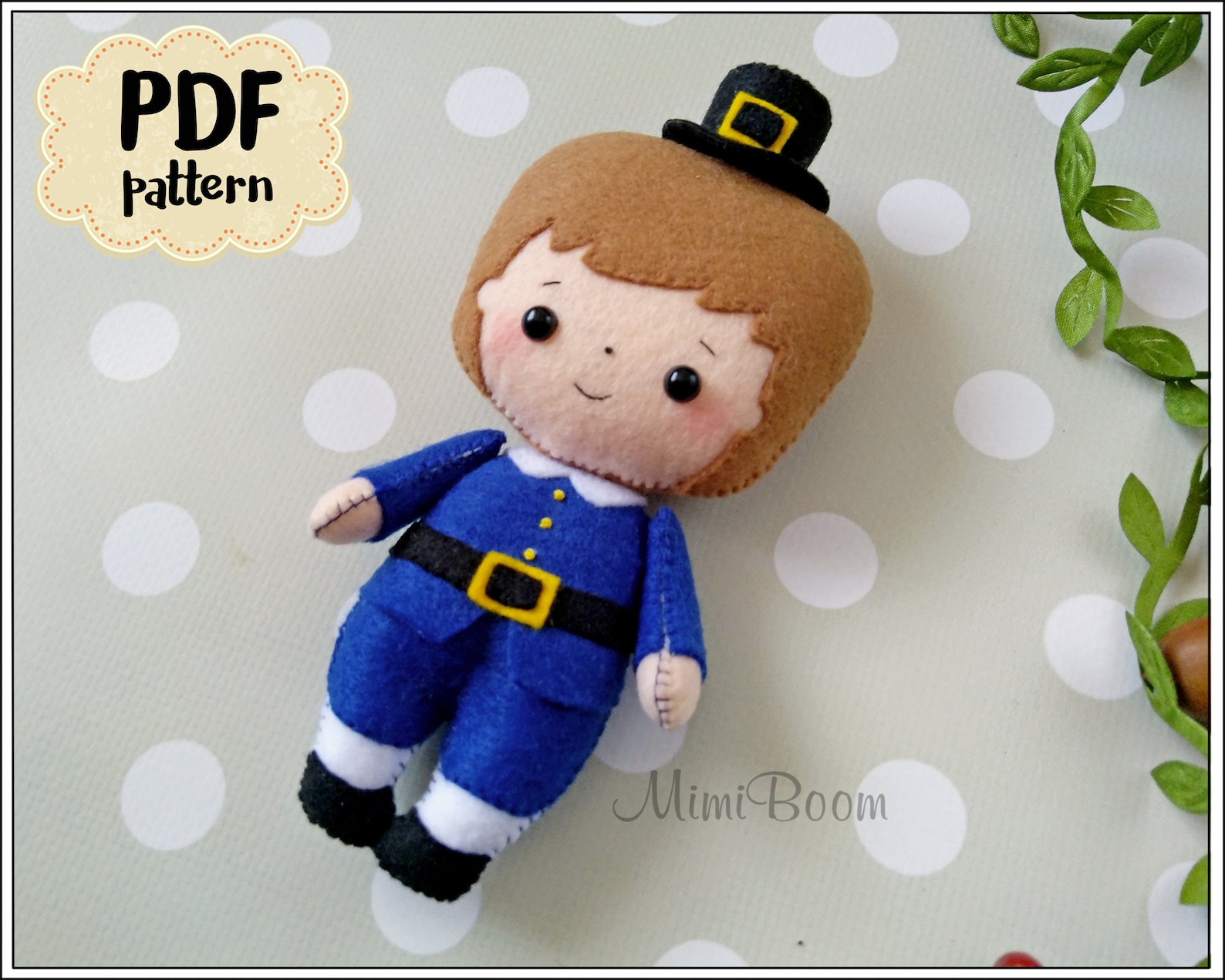 Thanksgiving Pattern Felt Pilgrim Pattern Thanksgiving Pilgrim - Etsy