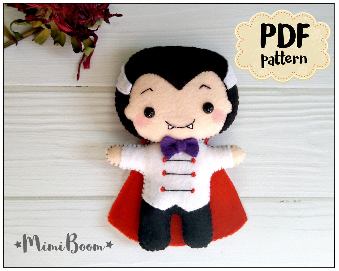 Halloween pattern Vampire Halloween ornament Felt pattern | Etsy