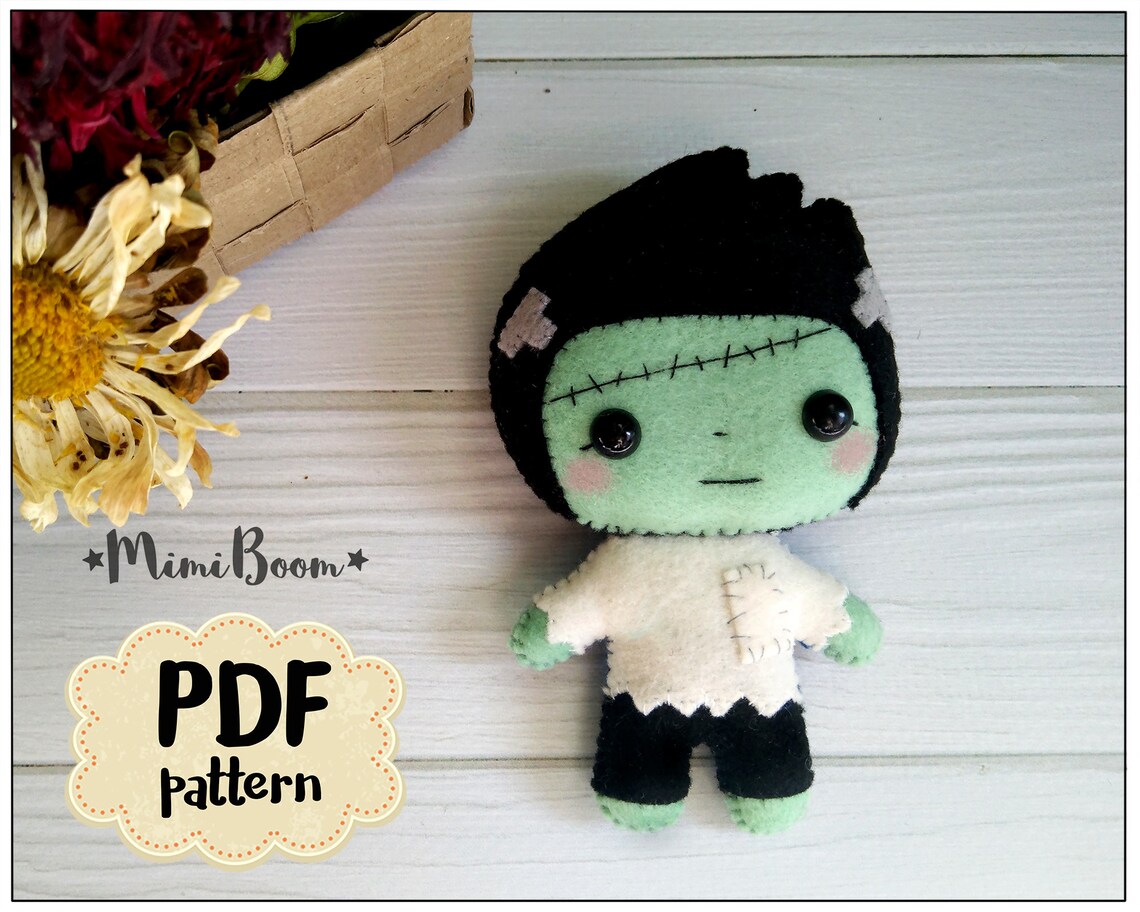 Cute Frankenstein Pattern Halloween Sewing Tutorial Frankenstein Felt ...