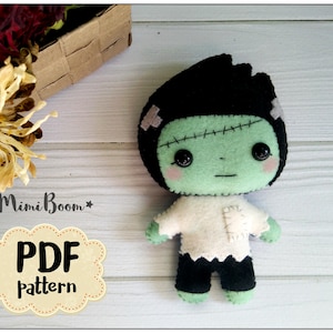 Cute Frankenstein Pattern Halloween Sewing Tutorial Frankenstein Felt ...