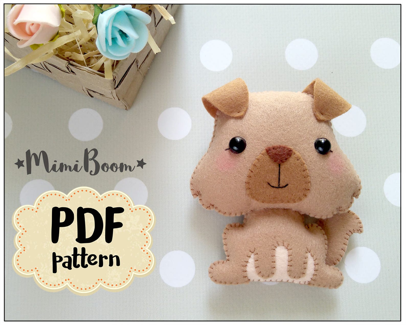 Dog felt pattern PDF ornament dog pattern PDF tutorial animals | Etsy