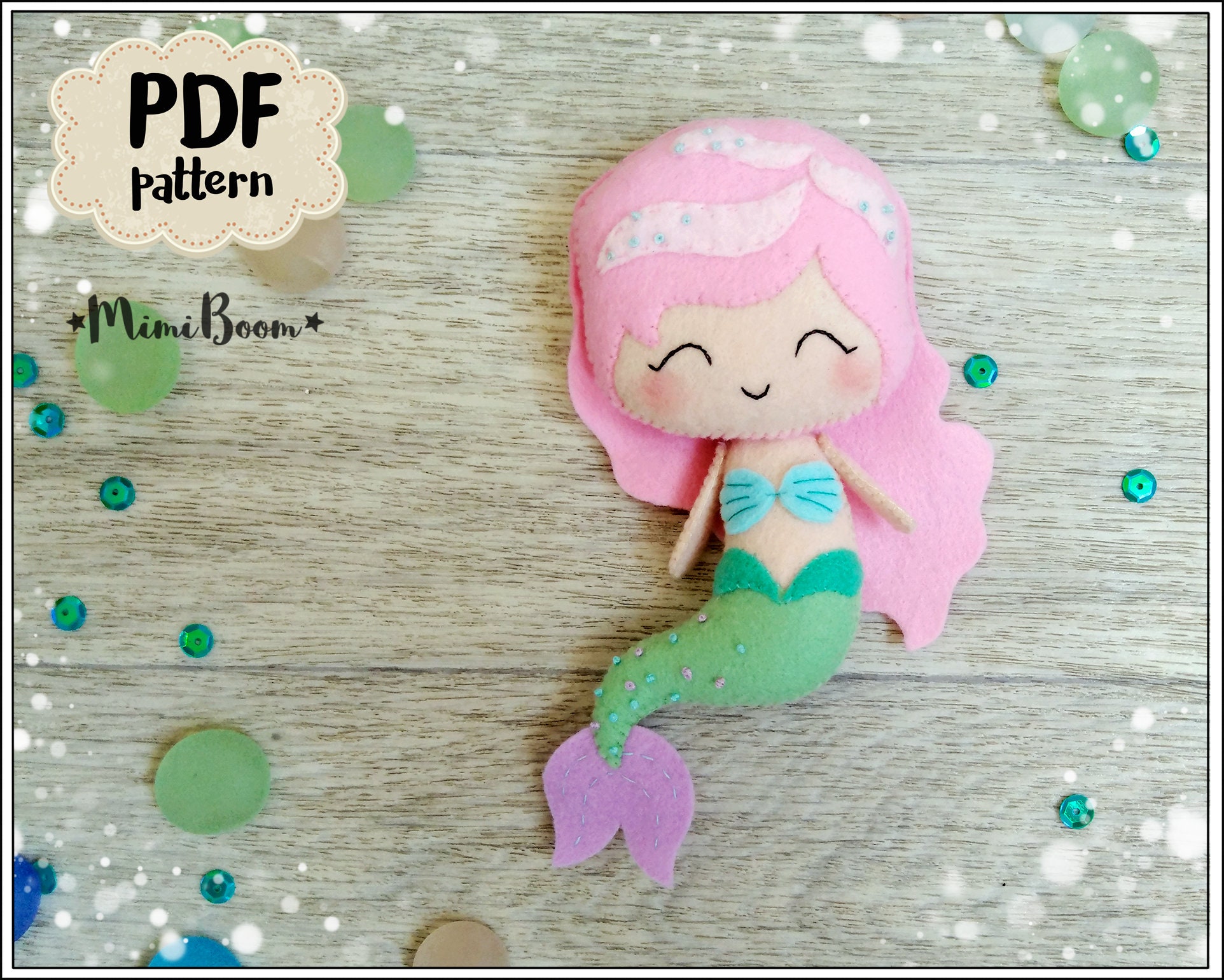 Felt Pattern Mermaid Cute Ornament Mermaid Sewing Pattern | Etsy UK