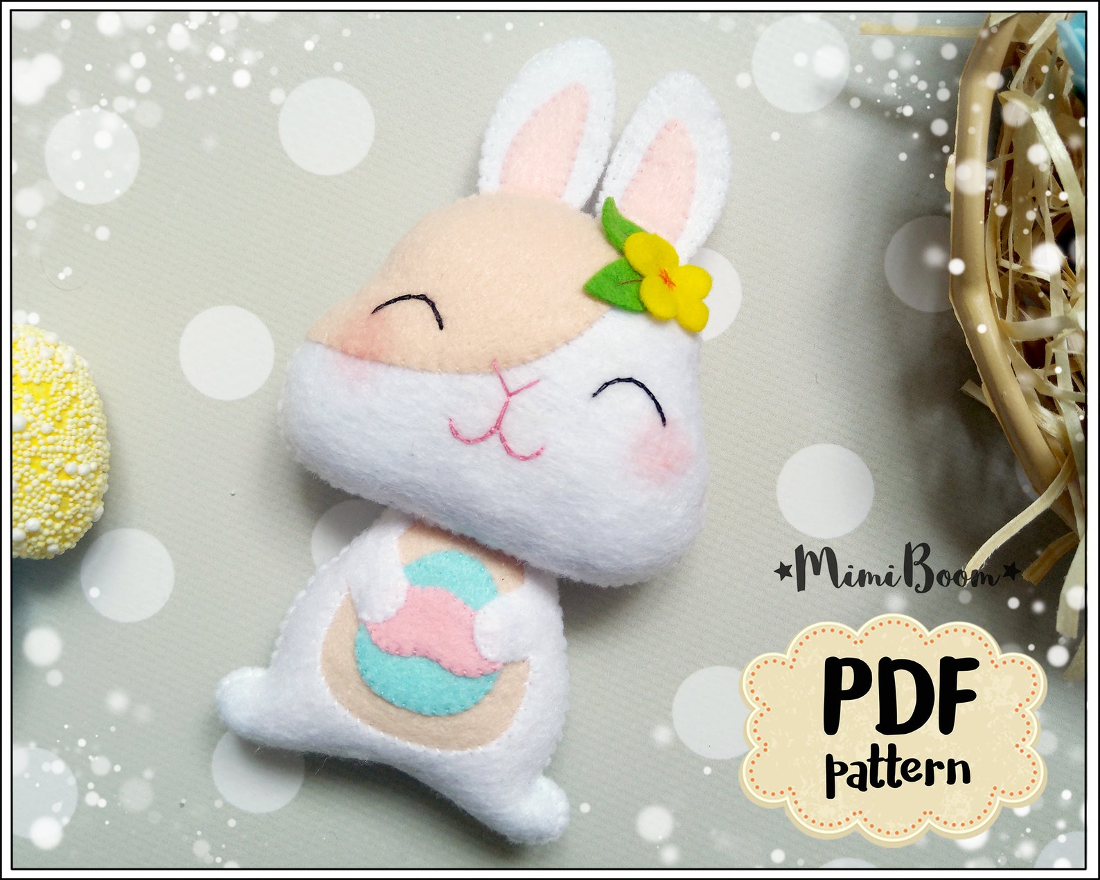 Cute Easter Bunny Pattern Felt PDF Pattern Easter Ornament - Etsy