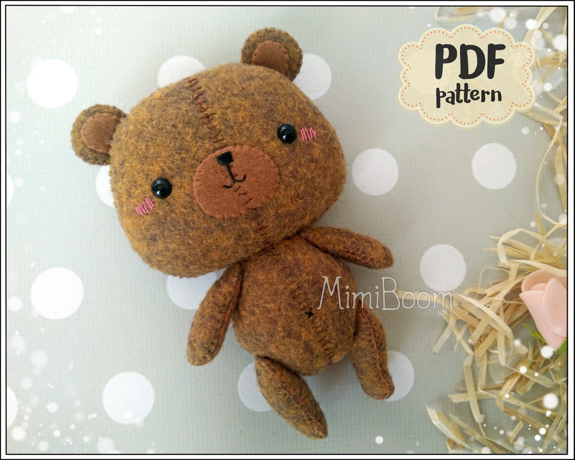 Cute Bear Teddy Style Pattern Felt Bear Sewing Pattern Bear - Etsy